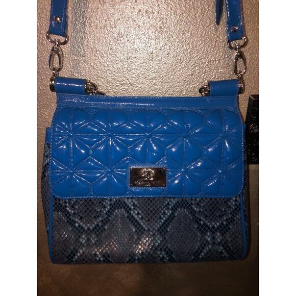 Sharif | Bags | Designed By Sharif 827 Blue Faux Snake Skin Leather ...